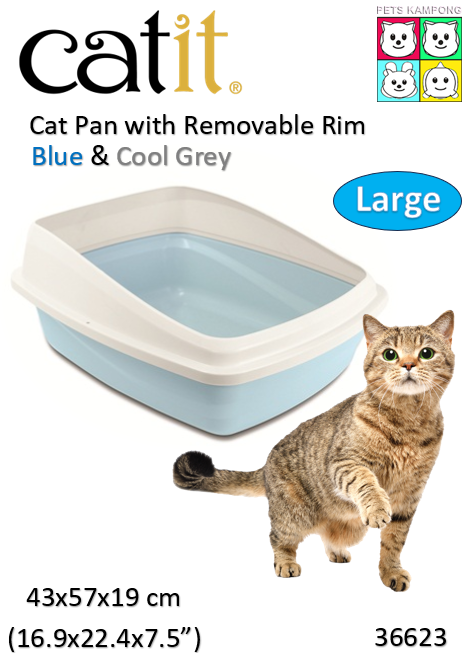36623-Cat Love Cat Pan With Rim Large - Blue – Pets Kampong SG